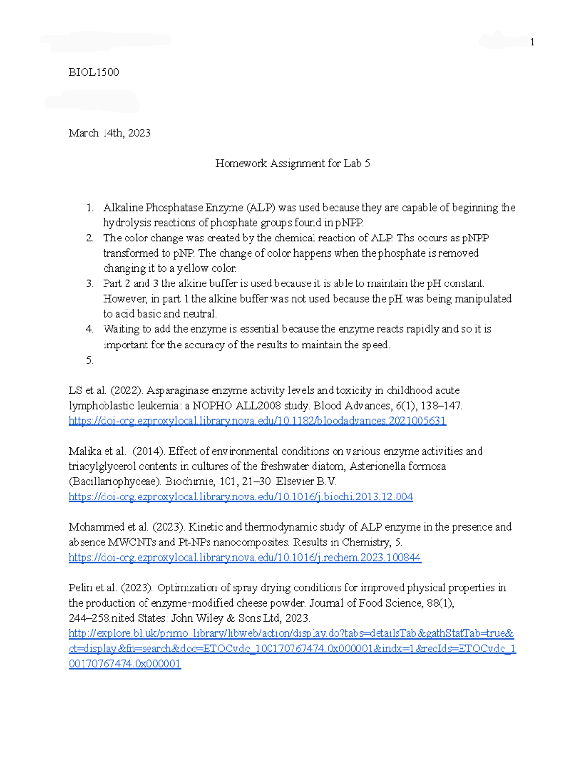 BIO Homework Assignment for Lab 5 - Isabela Cifuentes Cifuentes 1 BIOL ...