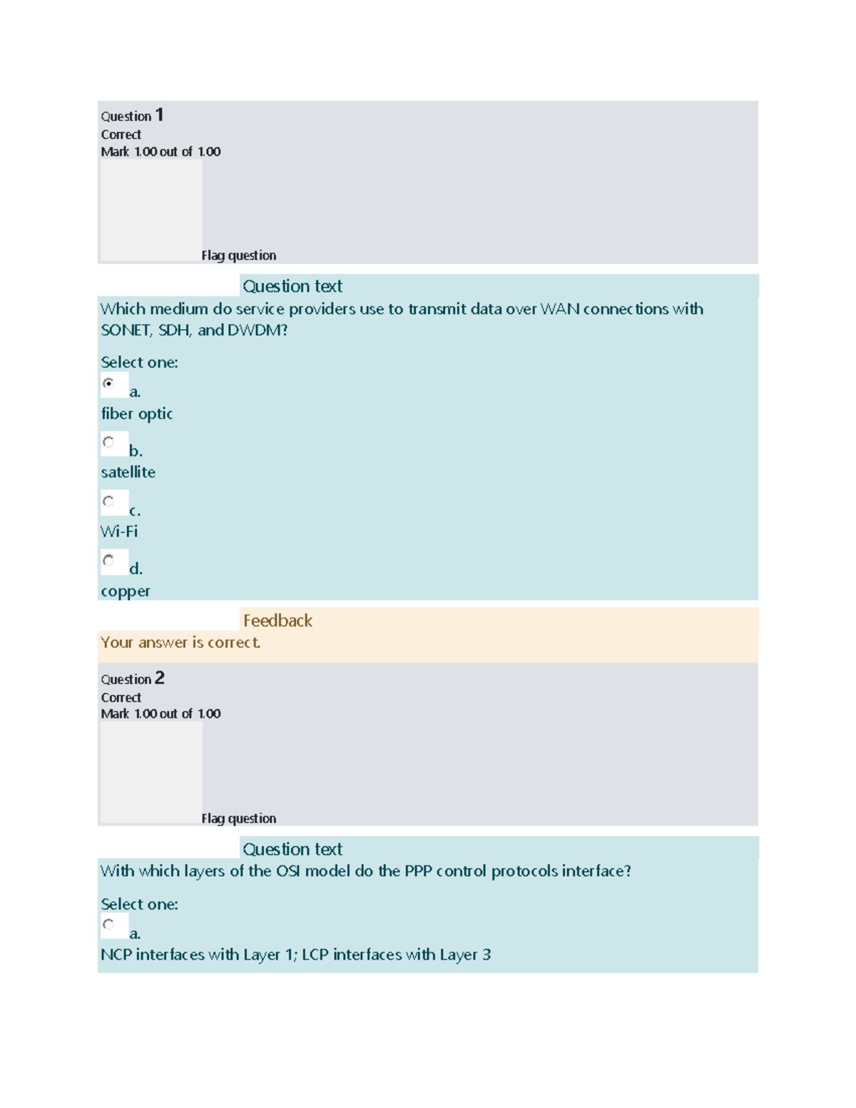 Data Communications And Networking 4 Prelim Question 1 Correct Mark 1 Out Of 1 Flag Question