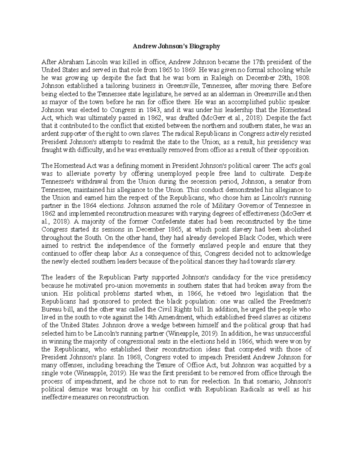 Andrew Johnson’s Biography - Andrew Johnson’s Biography After Abraham ...