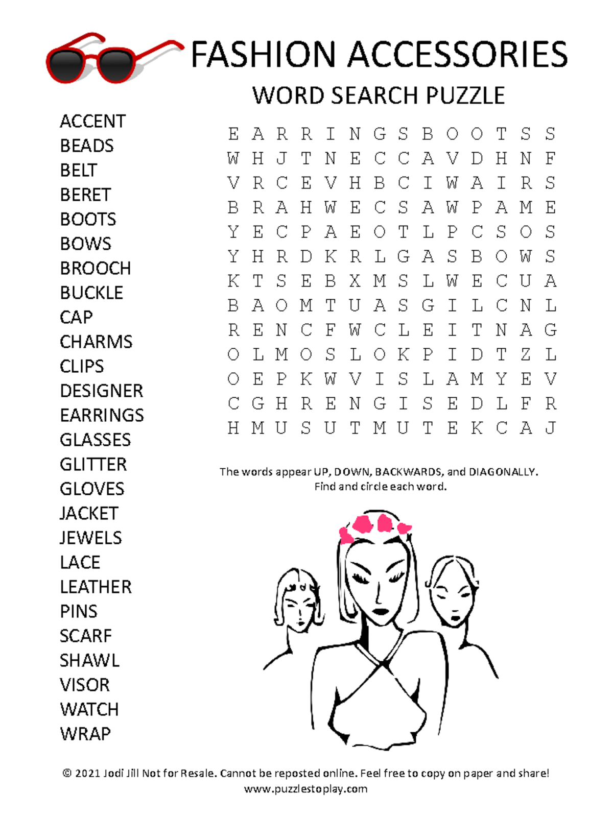 Fashion Accessories Word Search Puzzle file - FASHION ACCESSORIES WORD ...