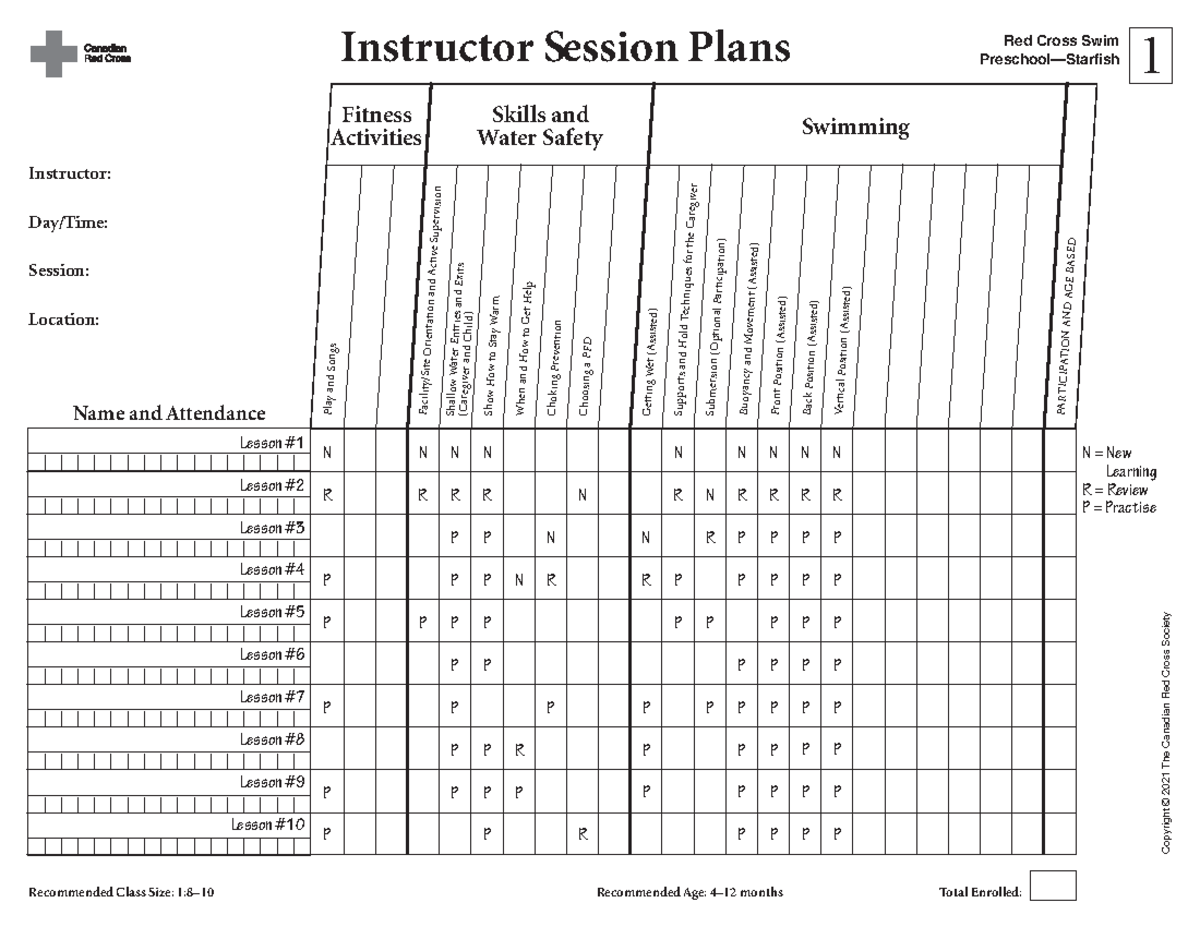 RCS Preschool Session Plans 2021 EN - Recommended Class Size: 1:8–10 ...