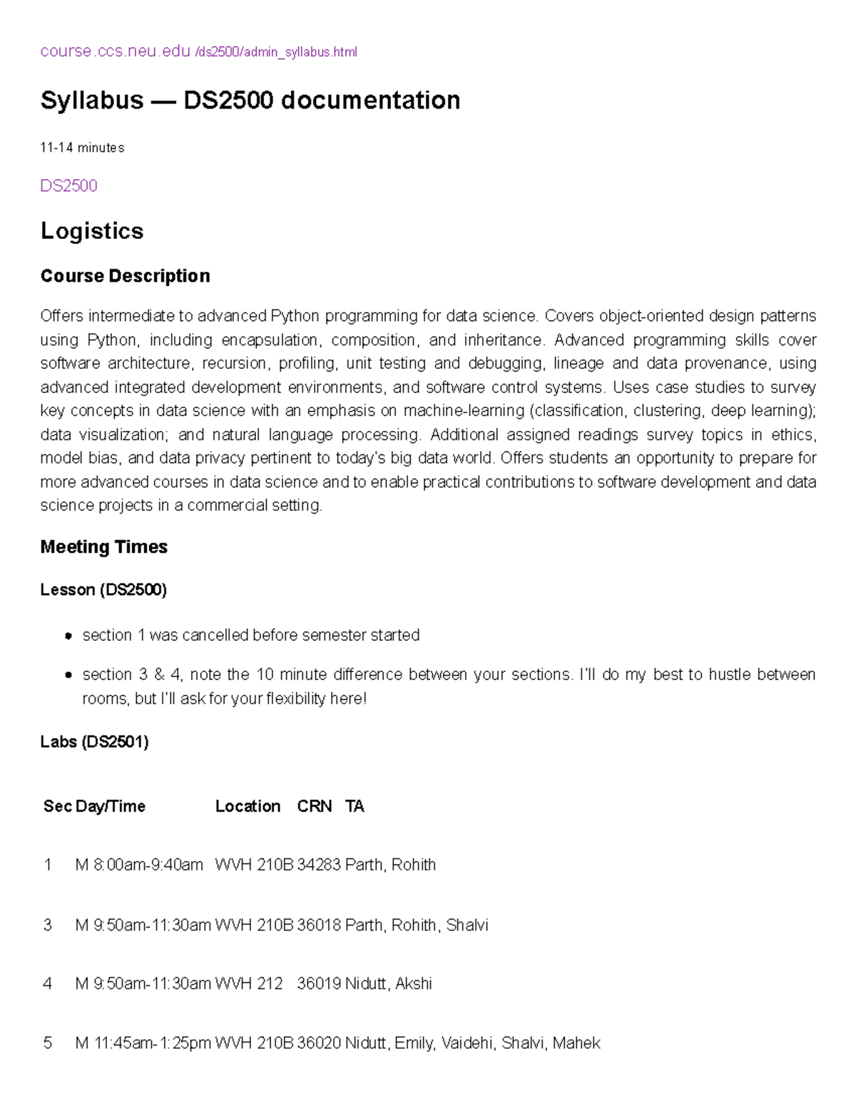 DS 2500 Syllabus - Professor Matthew Higger - course.ccs.neu /ds2500/admin_syllabus Syllabus ...
