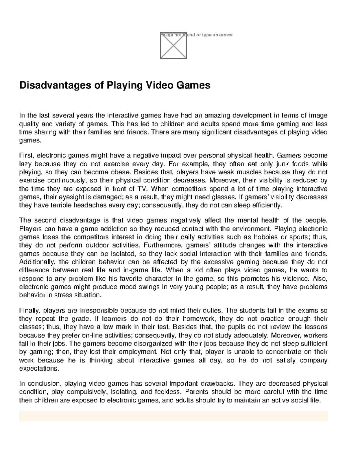 Disadvantages of Playing Video Games - Image not found or type unknown ...