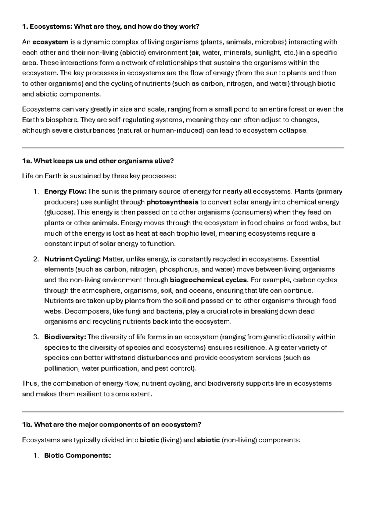 All Summary Notes - Ecosystems: What are they, and how do they work? An ...