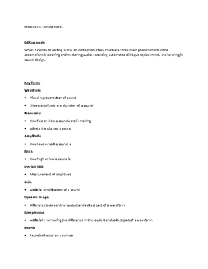 Module 9 Lecture Notes - Module 9 Lecture Notes Non-Linear Editing The ...