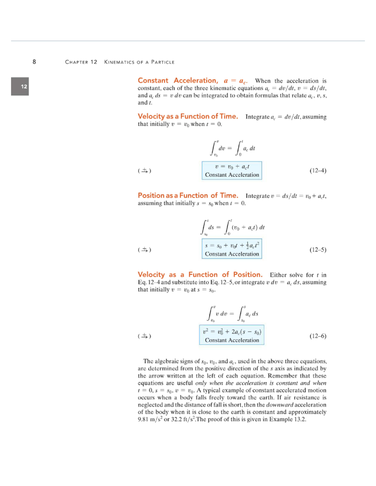 Lesson 6 (Rectilinear Kinematic Equations) - 8 CHAPTER 12 KINEMATICS OF ...