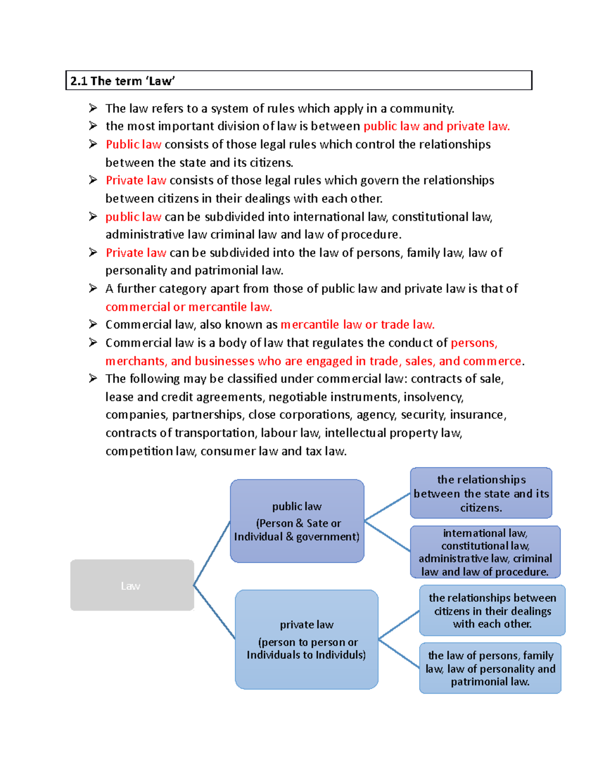 Law - note - 2 The term ‘Law’ The law refers to a system of rules which ...