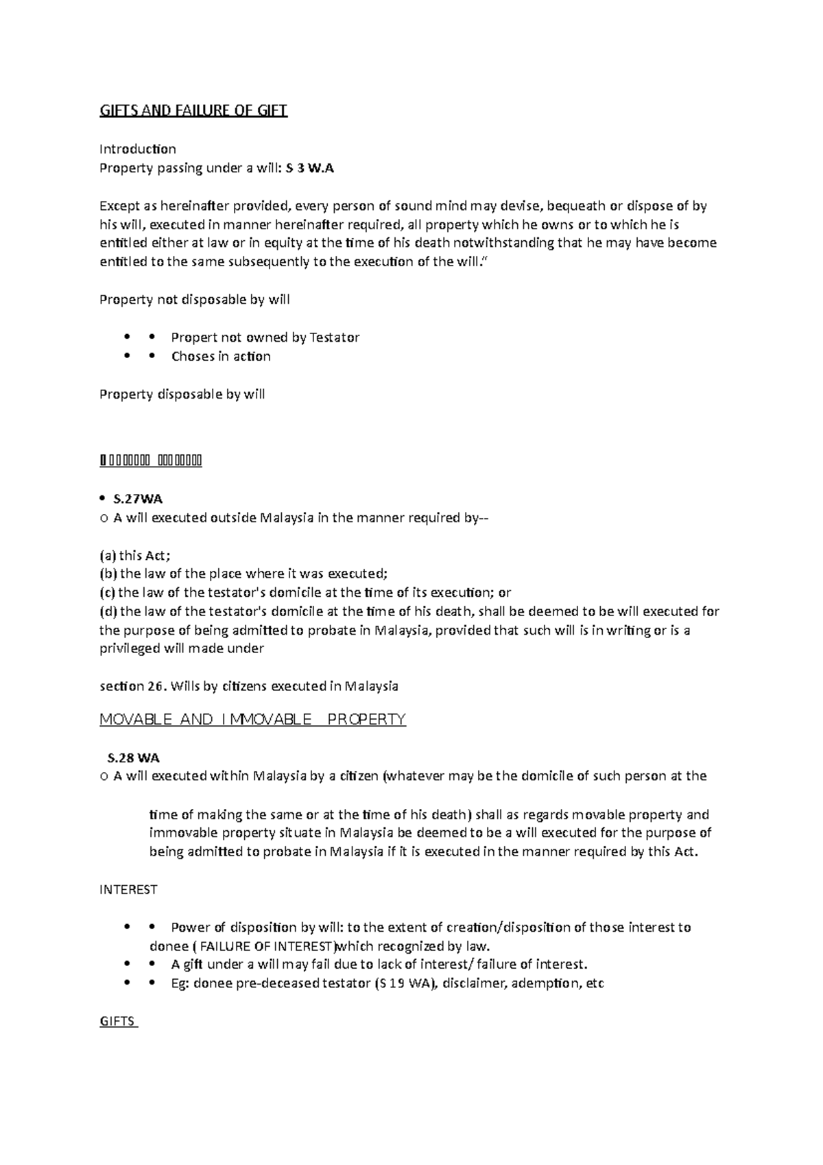 Gifts AND Failure OF GIFT - GIFTS AND FAILURE OF GIFT Introduction ...