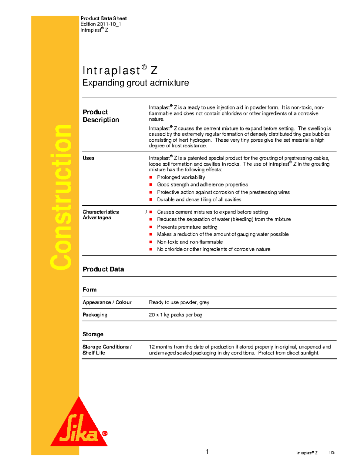 Sika-Intraplast-Z - for concrete - Product Data Sheet Edition 2011-10 ...