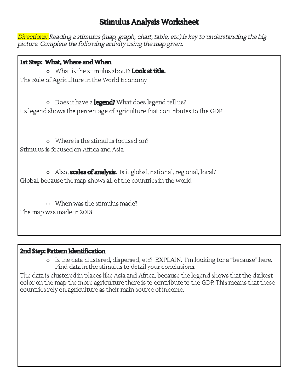 Stimulus Analysis Worksheet - Stimulus Analysis Worksheet Directions ...