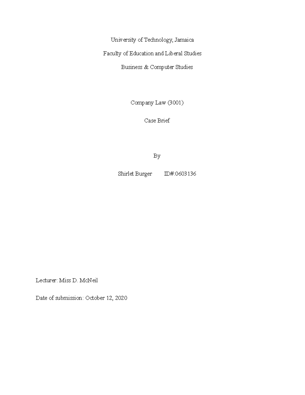 CASE Brief - John & Brian Plummer v. Phenee Plummer, Sean Fraser and ...