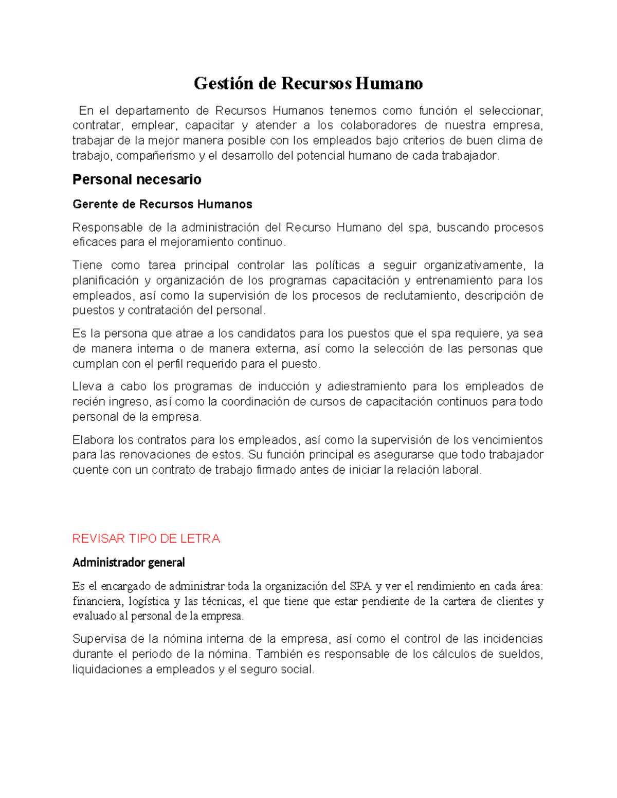 Gesti Ã³n de Recursos Humanos corregido - Gestión de Recursos Humano En el departamento de ...