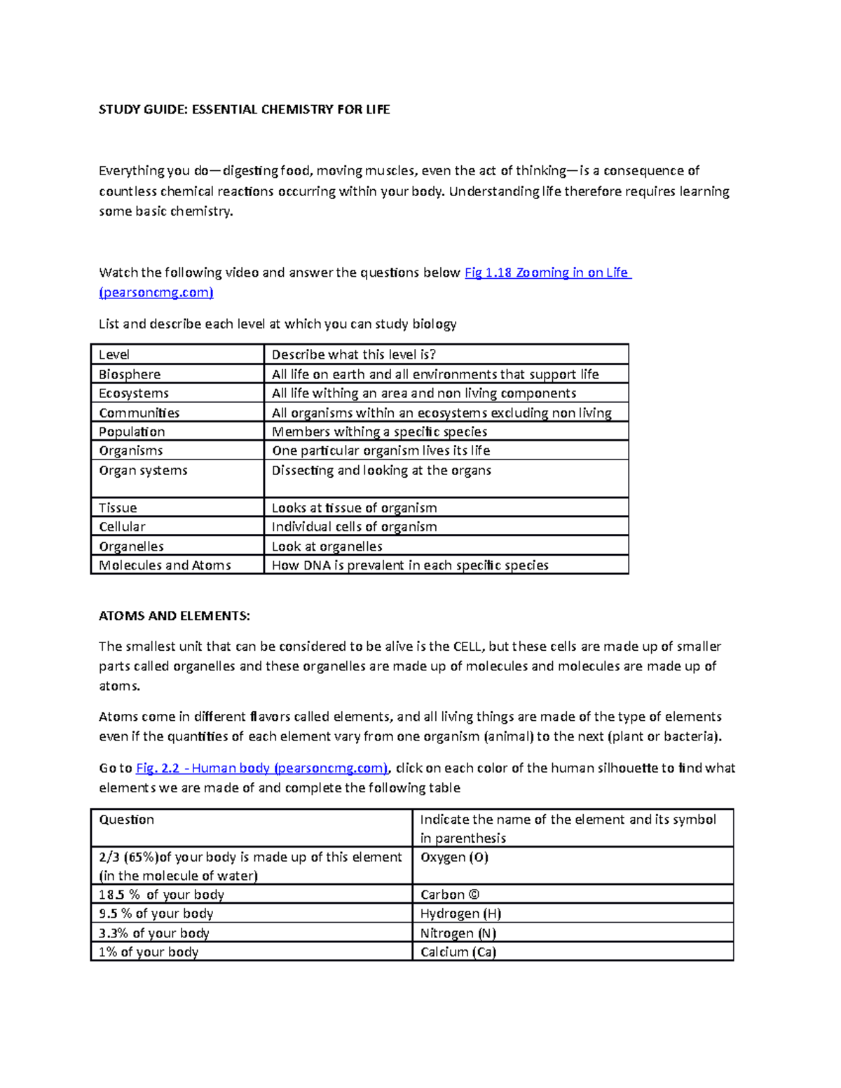 Study guide chemistry -2 - STUDY GUIDE: ESSENTIAL CHEMISTRY FOR LIFE ...