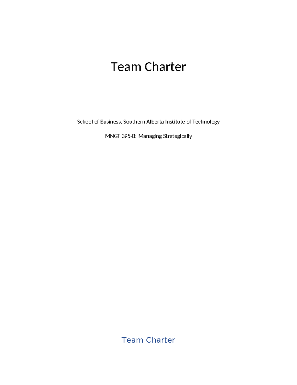 Team Charter - Team Charter School of Business, Southern Alberta ...