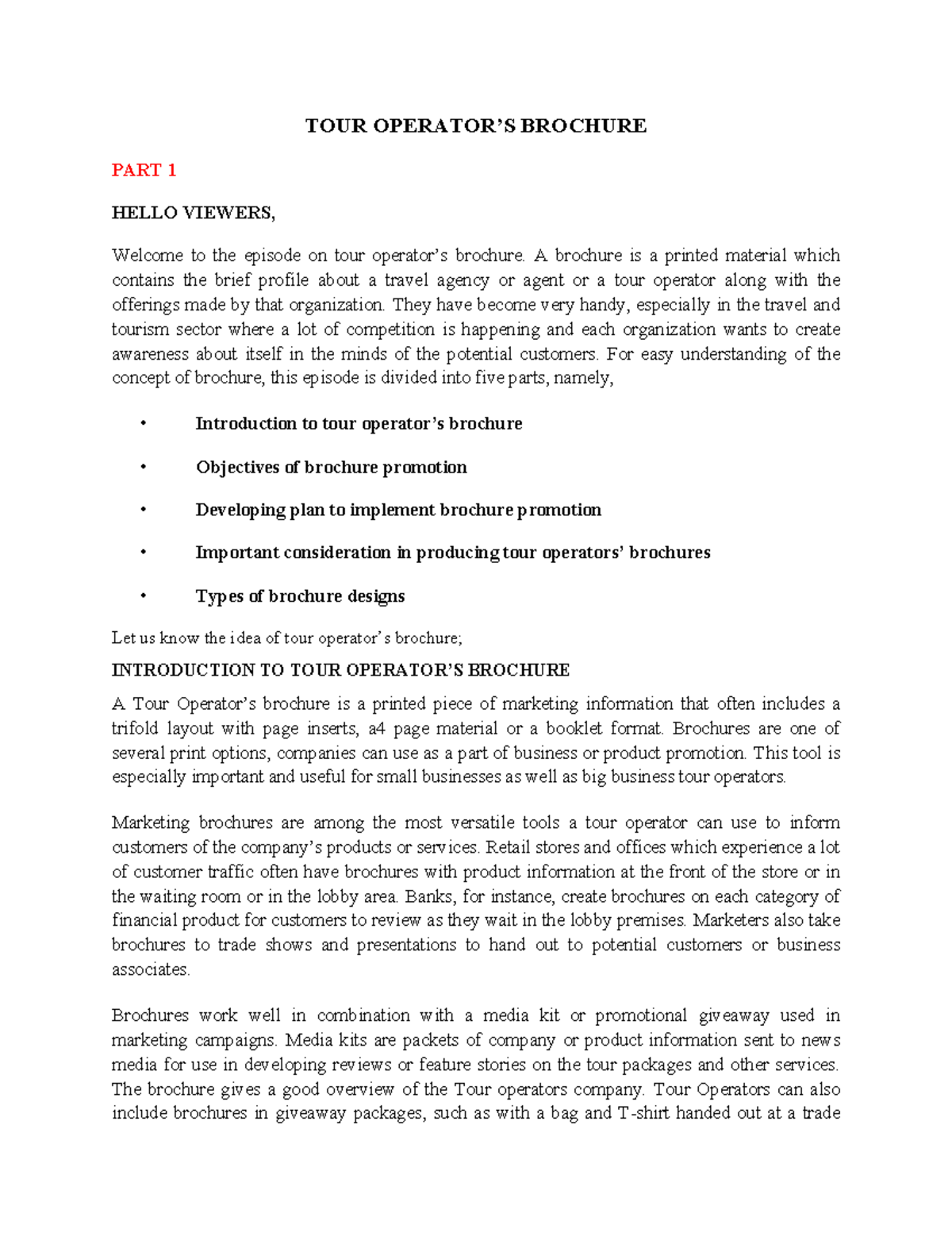 TOUR Operator’S Brochure - TOUR OPERATOR’S BROCHURE PART 1 HELLO ...