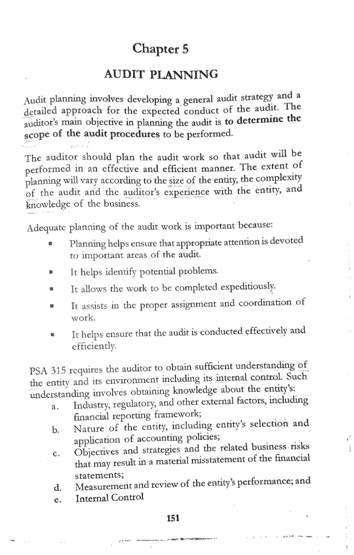 Chapter 5 Audit Planning - BS Accountancy - Studocu