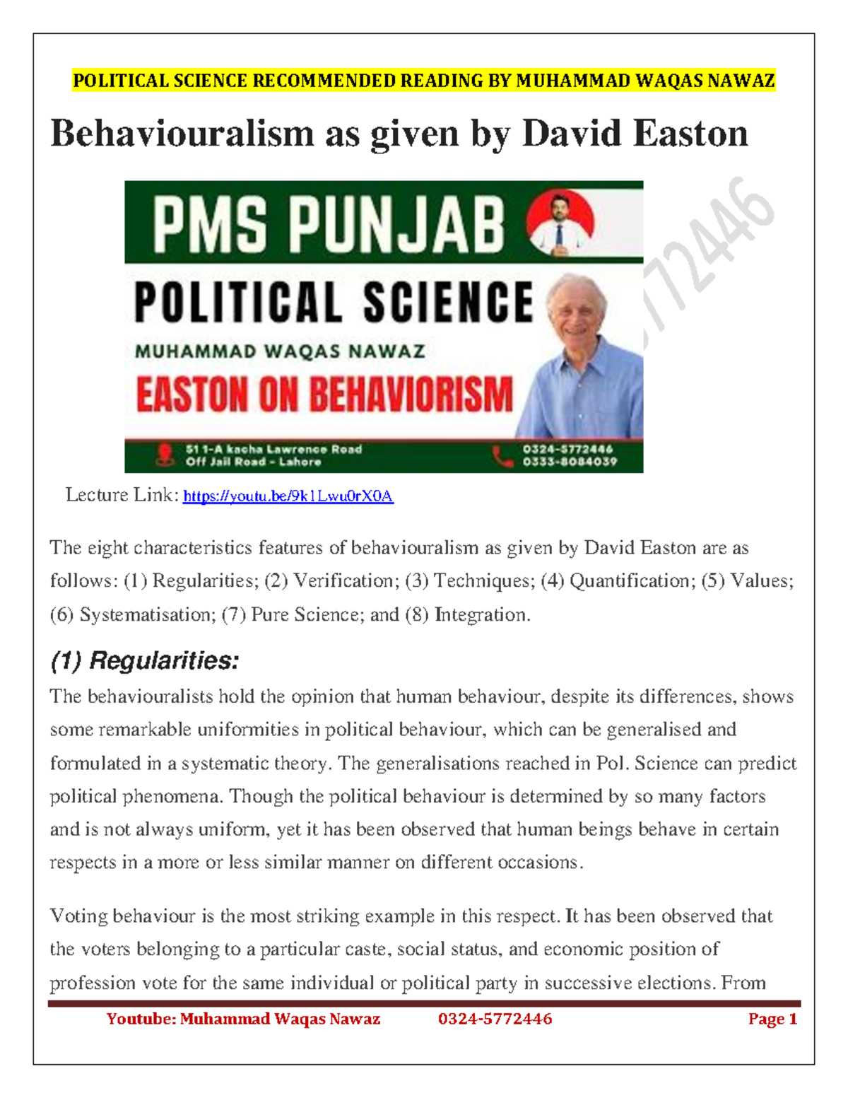 PMS Punjab Political Science - POLITICAL SCIENCE RECOMMENDED READING BY ...