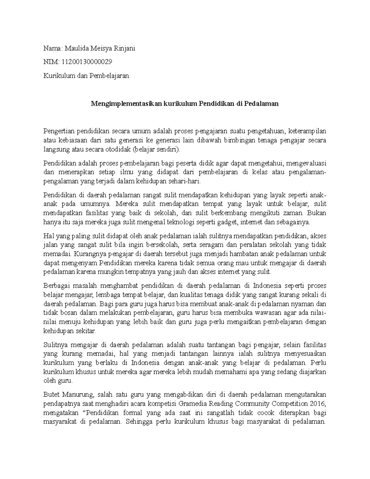 Esai Maulida Meisya Rinjani 112001 30000029 - Nama: Maulida Meisya ...