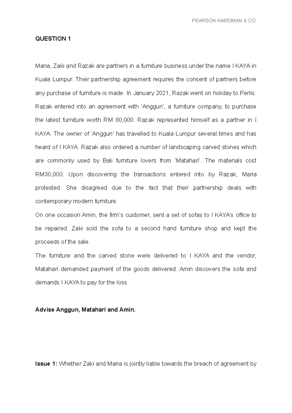 Tutorial Part 3 of Partnership - QUESTION 1 Maria, Zaki and Razak are ...