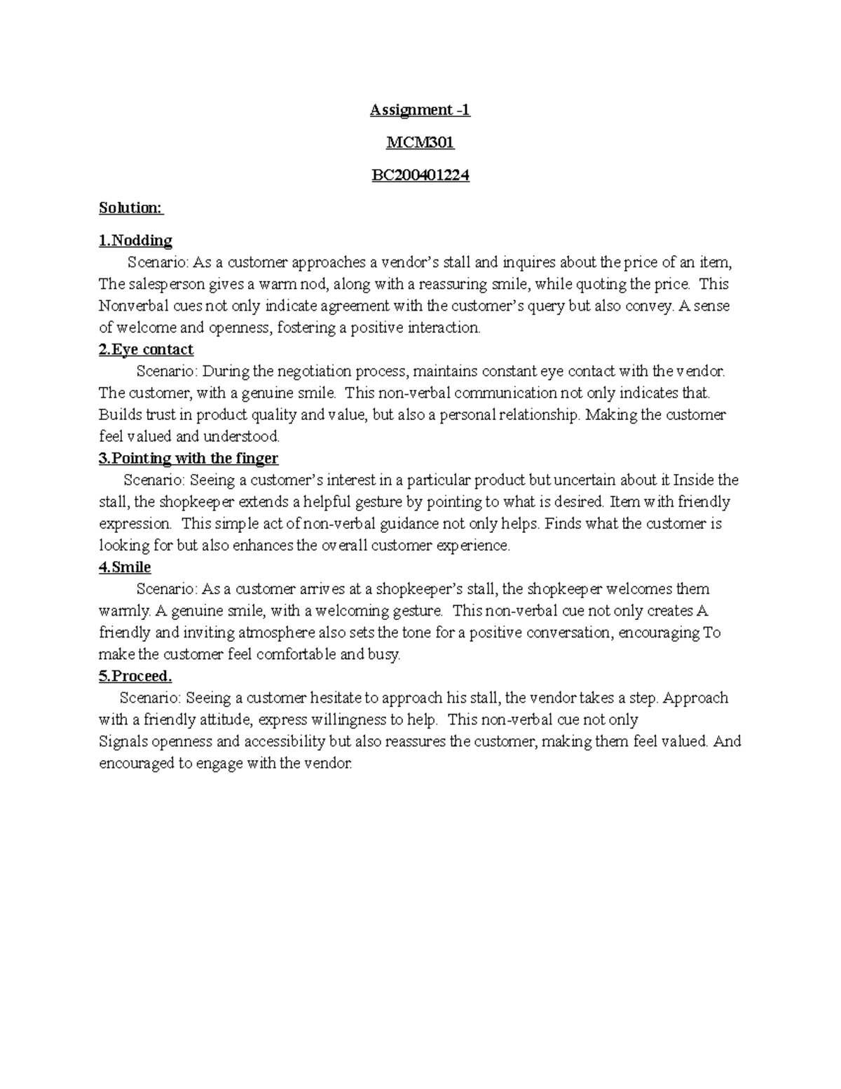 MCM301 Assignment Solution - Assignment - MCM BC Solution: 1 Scenario: As a customer approaches ...