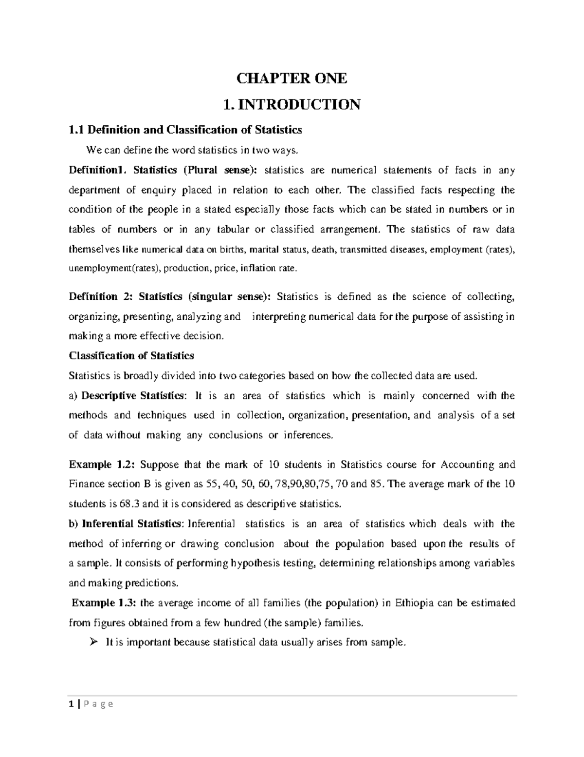 Chapter one - CHAPTER ONE 1. INTRODUCTION 1 Definition and ...