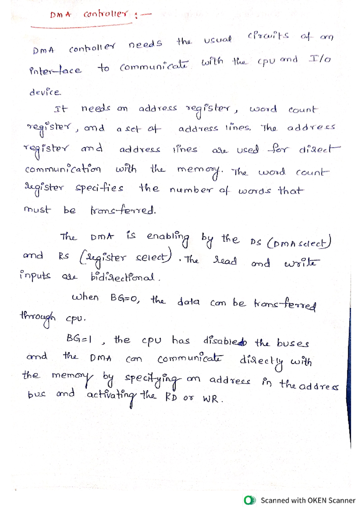 Dma Controller Operation Dma Controller Dma Controller Needs The