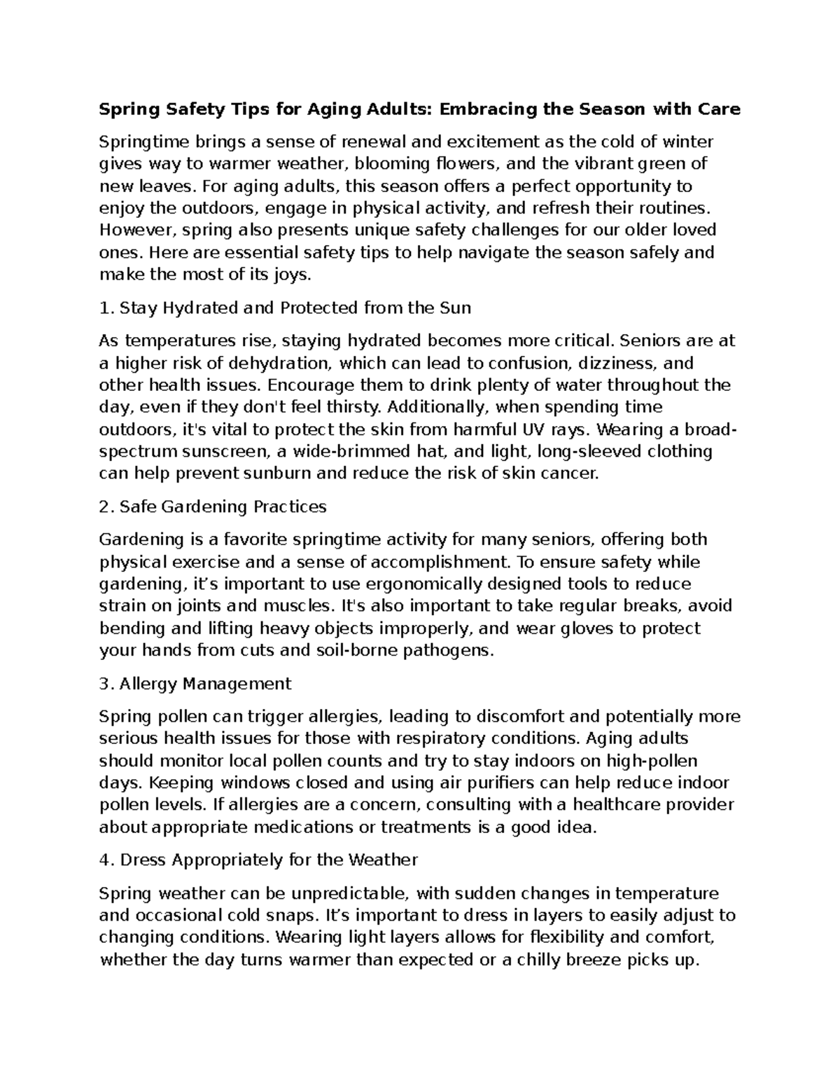 March 2024 Blog - Spring Safety Tips for Aging Adults: Embracing the ...