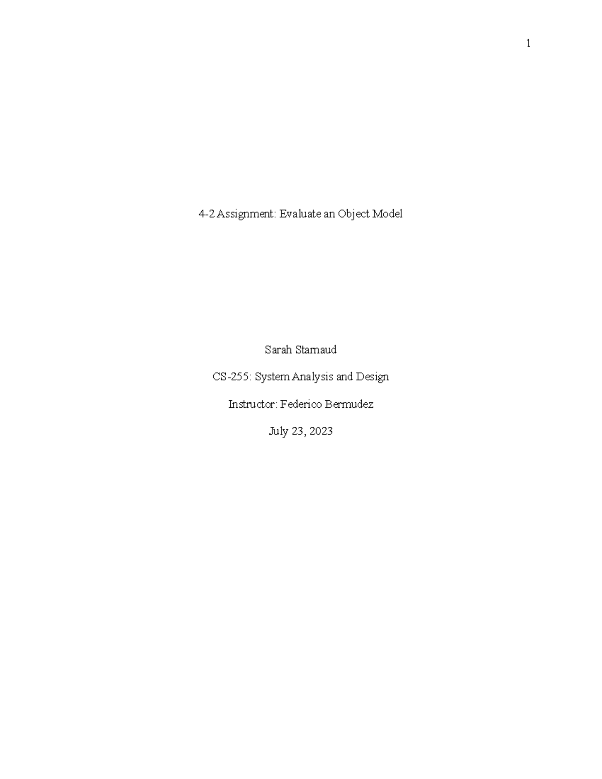 4 2 Assignment Evaluate An Object Model In This Case The Functions 4306