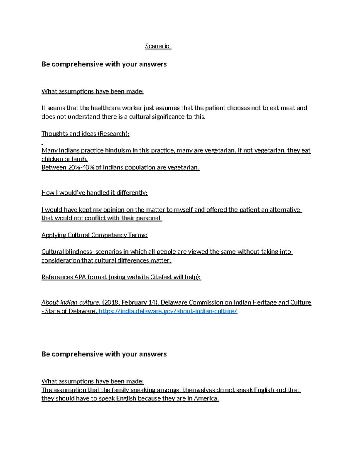Scenario Week 1 Template - Scenario Be comprehensive with your answers ...