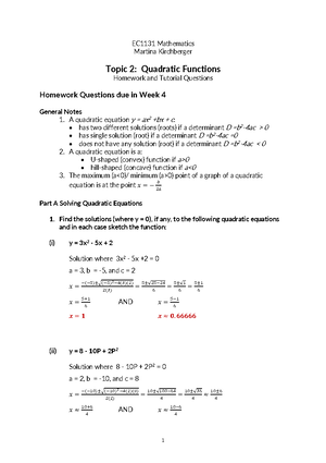 Problem set 2 - The following questions are based on the ideas covered ...