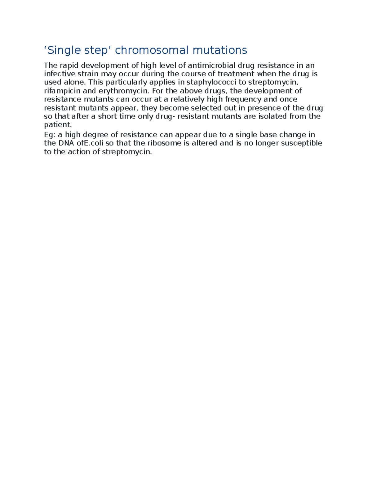 141 - notes - ‘Single step’ chromosomal mutations The rapid development ...