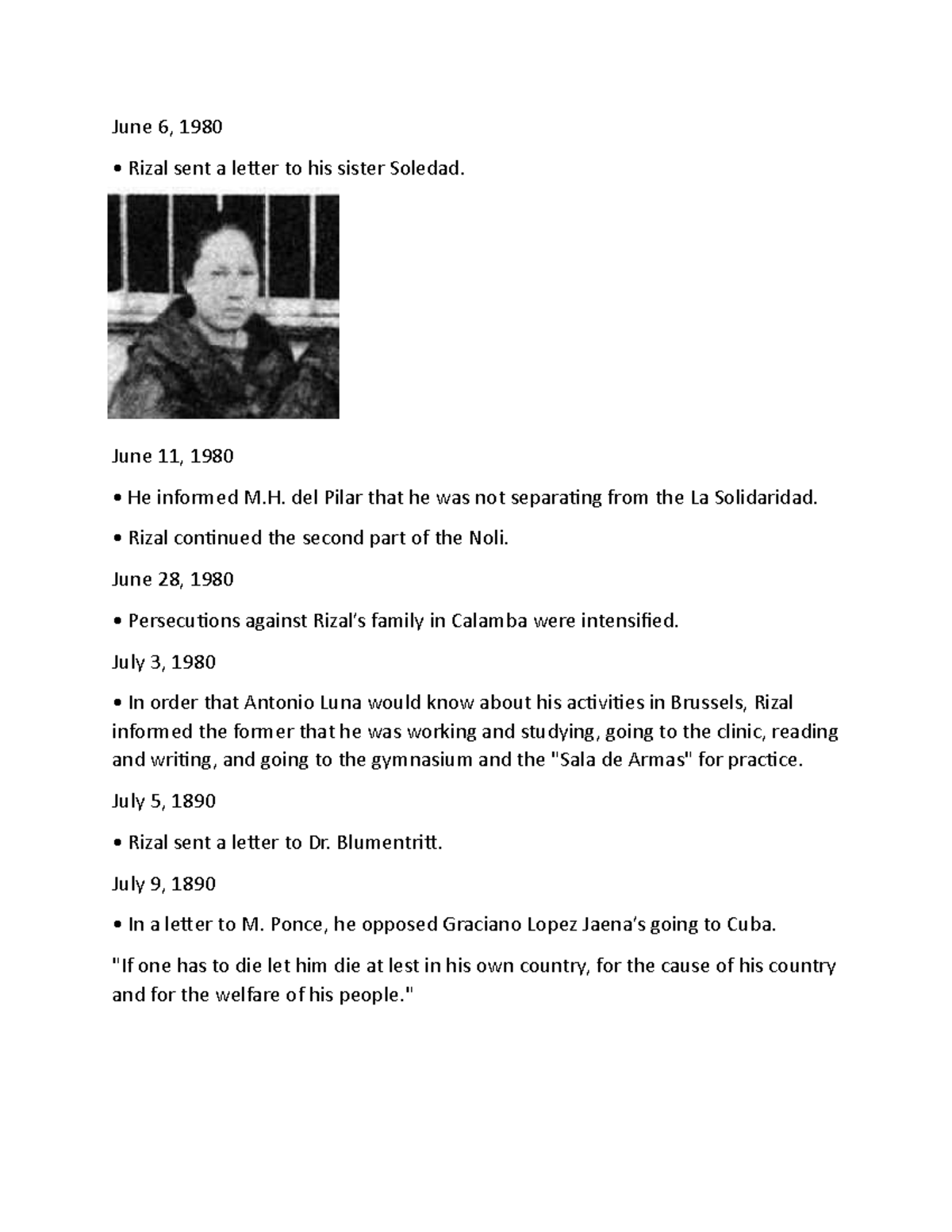 Rizal (Brussels) - None - June 6, 1980 Rizal sent a letter to his ...