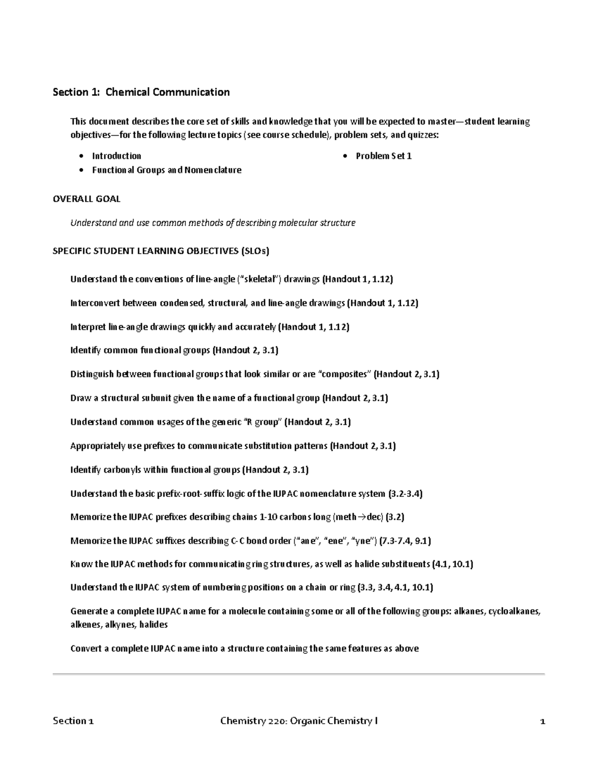 Section 1 Chemical Communication - Section 1: Chemical Communication ...