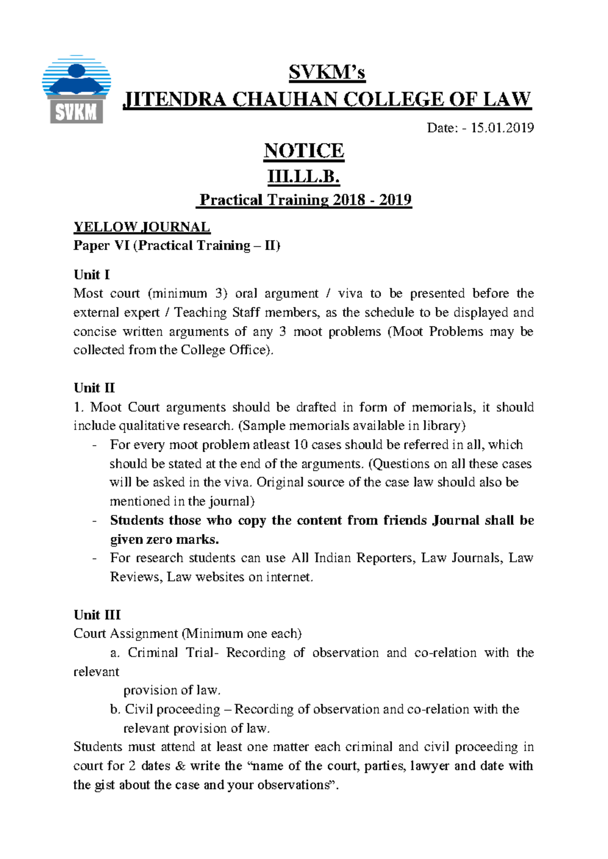 CDoc Third Year LLB Practical Training Topic and Moot Problem Yellow ...