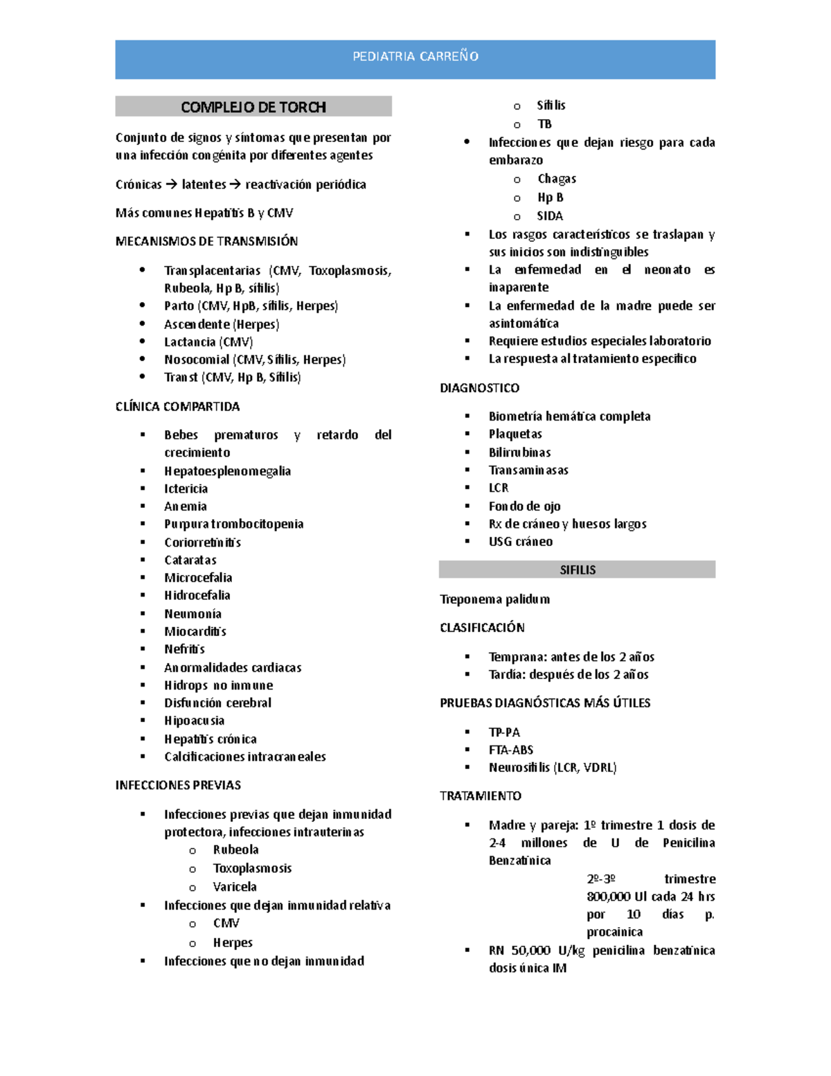 Pediatria varios temas - PEDIATRIA COMPLEJO DE TORCH Conjunto de signos ...