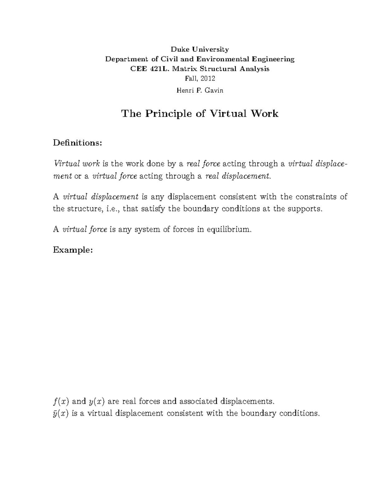 Virtual Work It S Very Easy Duke University Department Of Civil And