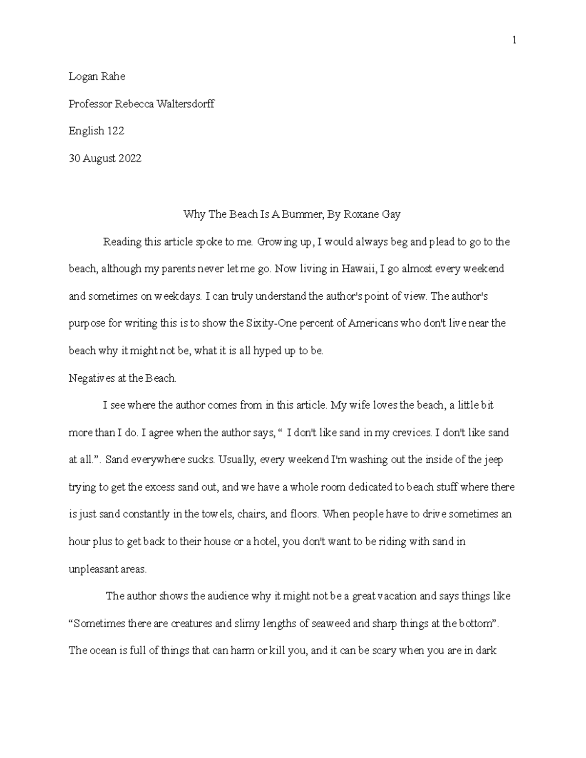 Report - MLA format - 1 Logan Rahe Professor Rebecca Waltersdorff ...