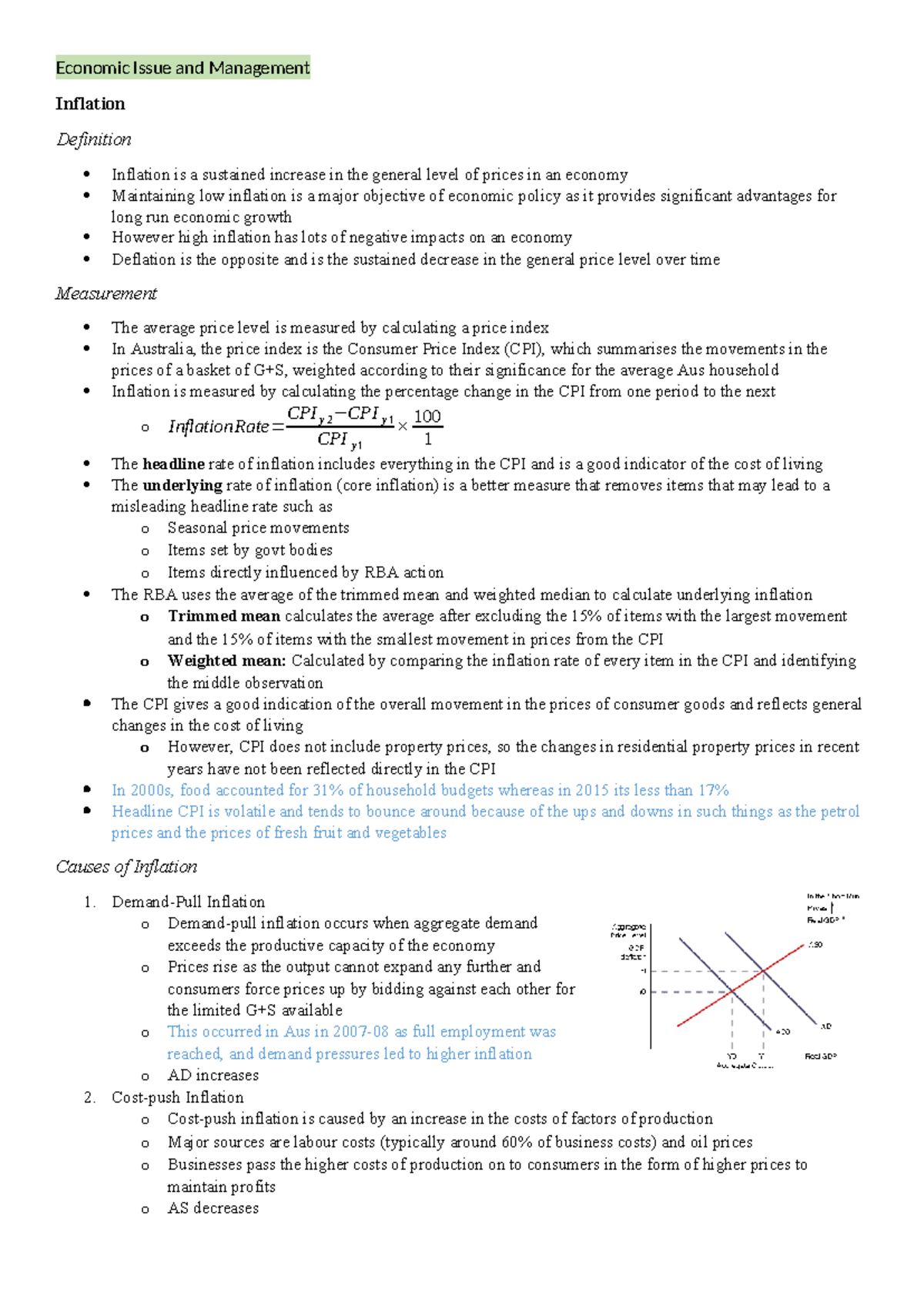 3.3 Inflation - notes - Economic Issue and Management Inflation ...