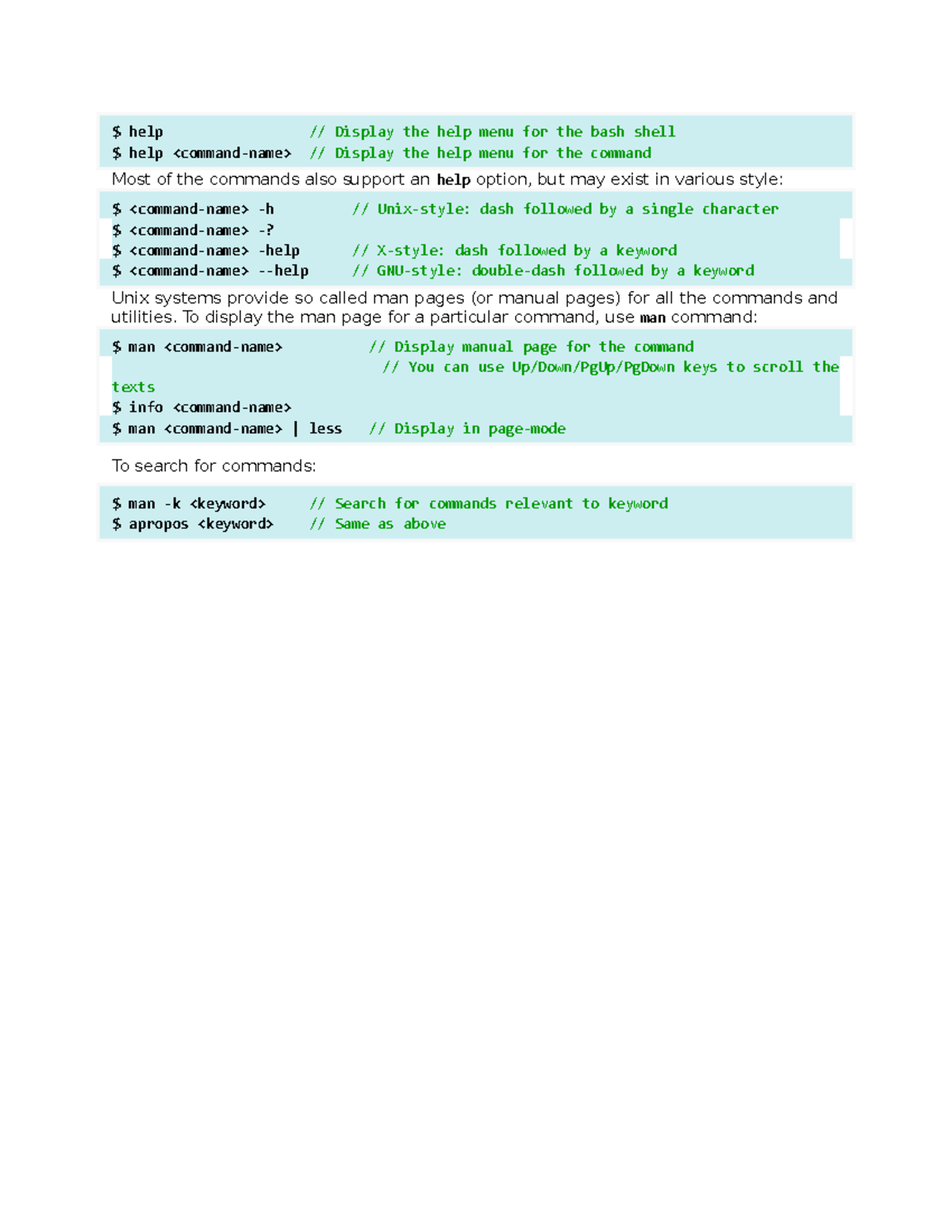 2 - $ help // Display the help menu for the bash shell $ help ...