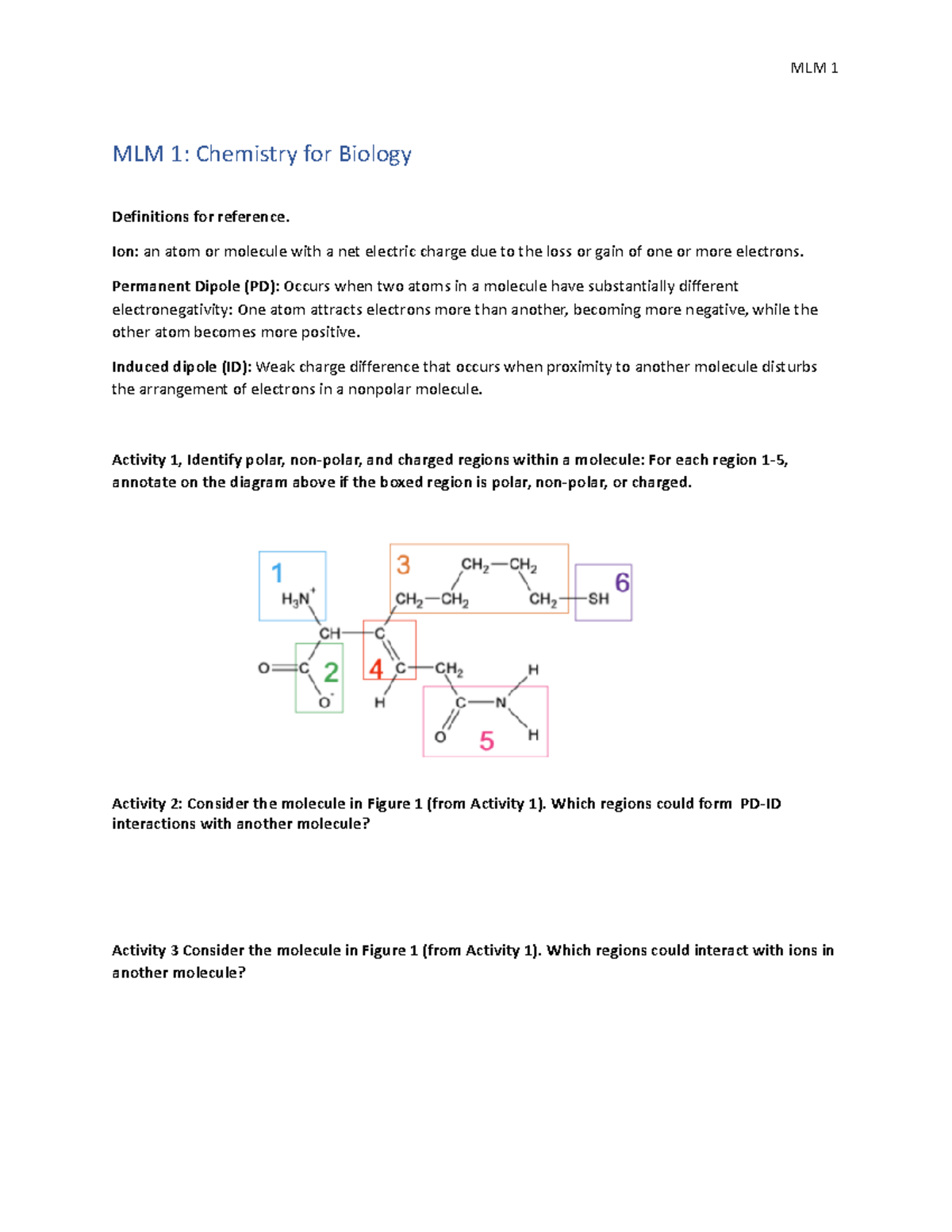 MLM1 C4B tutorial Worksheet 2023T2 - MLM 1 MLM 1: Chemistry for Biology ...