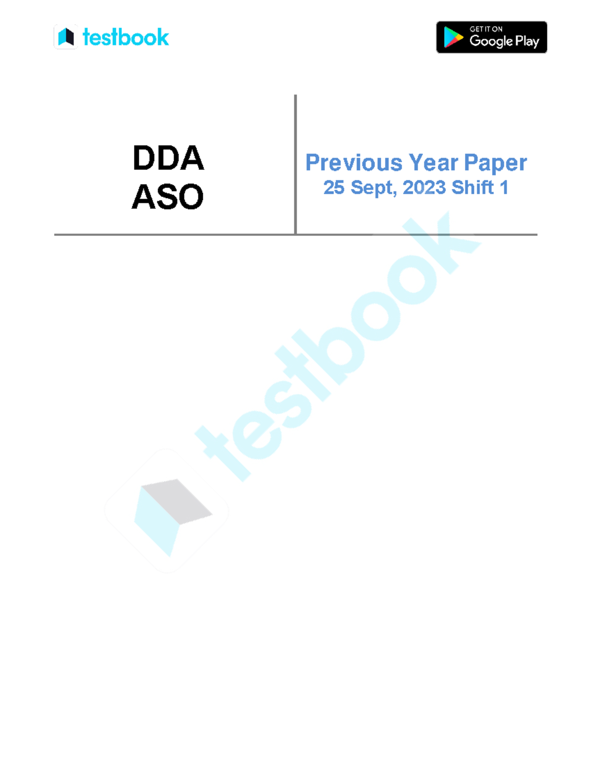 DDA ASO Official Paper (Held On 25 Sept, 2023 Shift 1) - DDA ASO ...
