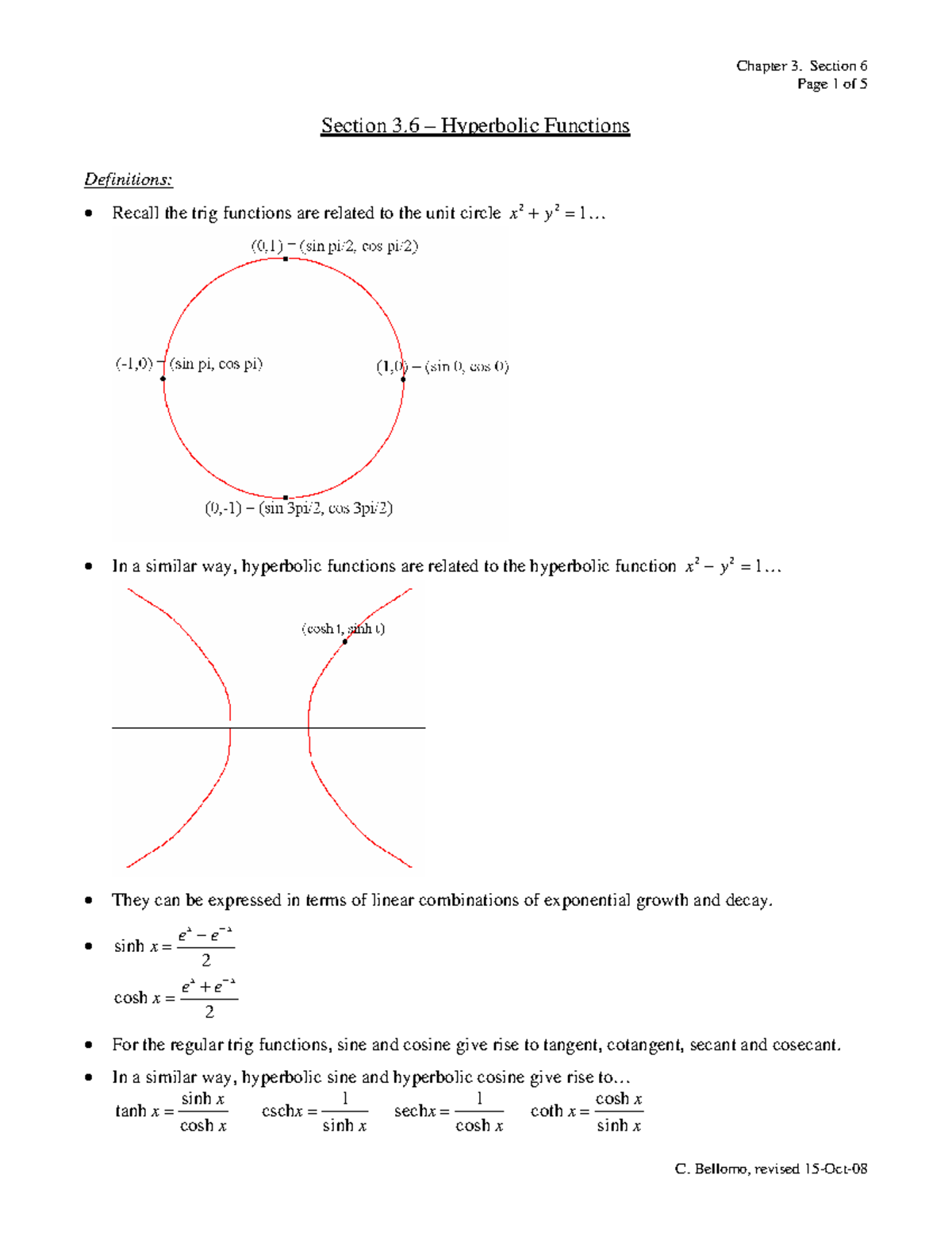 Ch03-Sect06B Section 3.6 – Hyperbolic Functions - Chapter 3. Section 6 ...