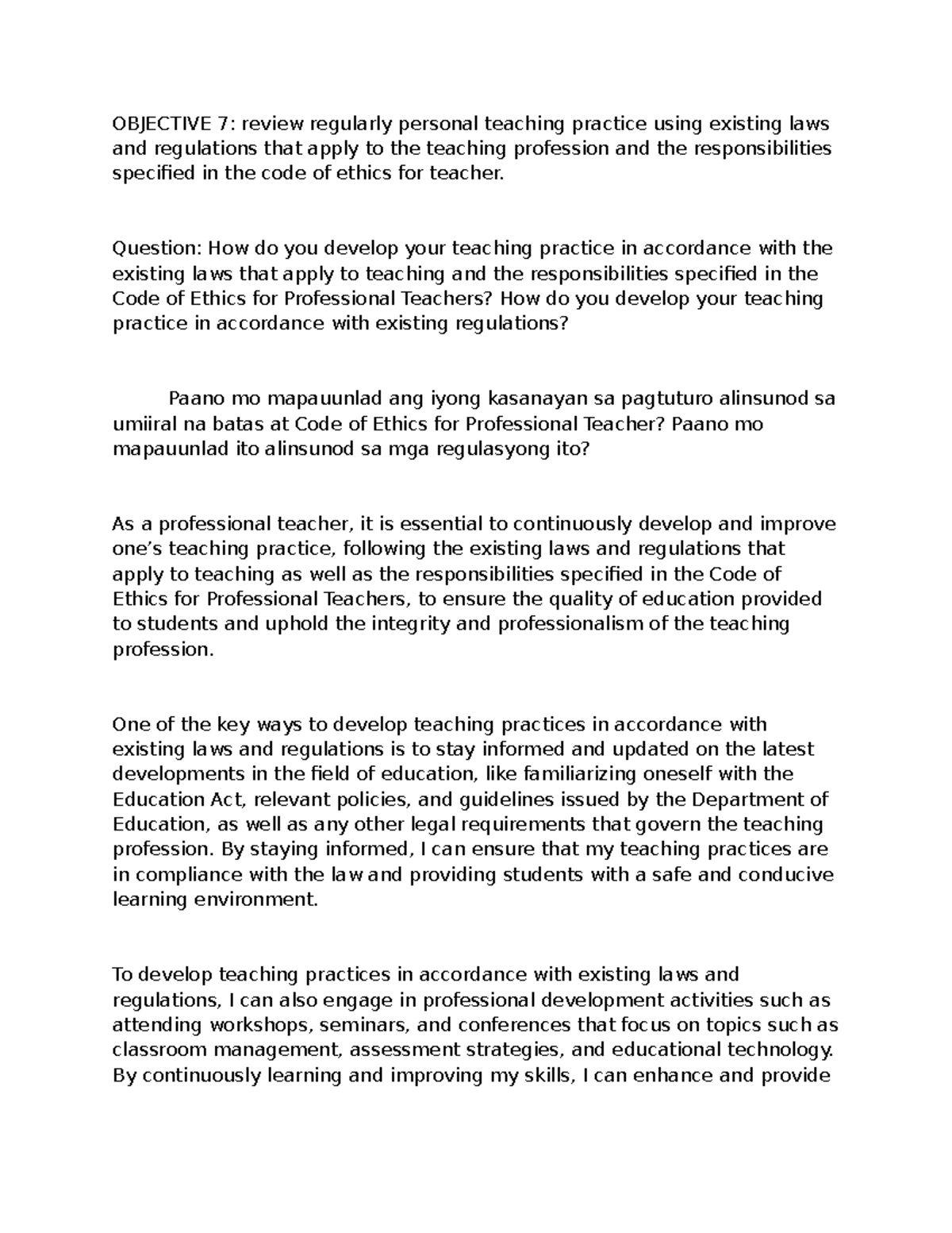 Inbound 341487808054754349 - OBJECTIVE 7: review regularly personal ...