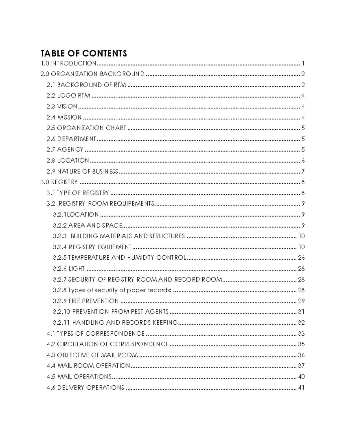 IMD161 RECORDS MANAGEMENT - TABLE OF CONTENTS 1 - Studocu