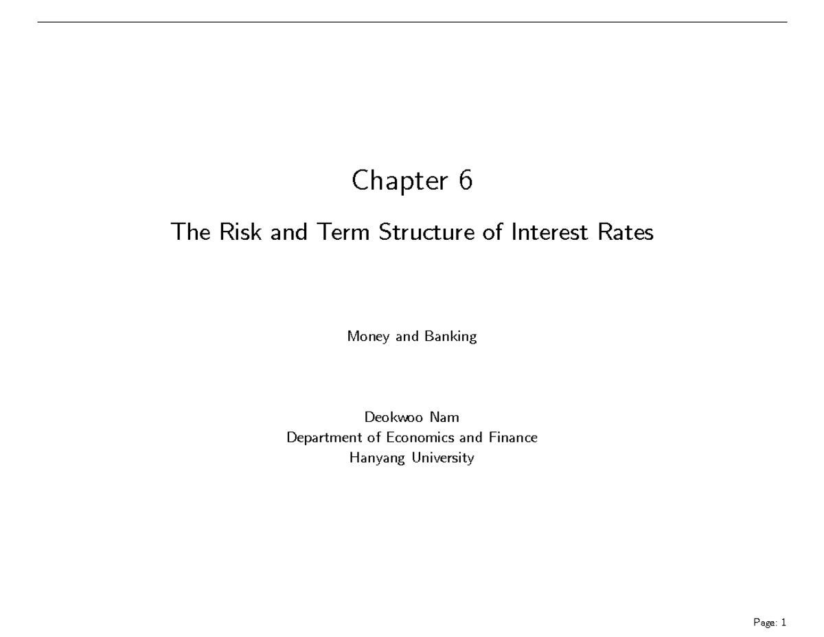 Bonds - past paper - Chapter 6 The Risk and Term Structure of Interest ...
