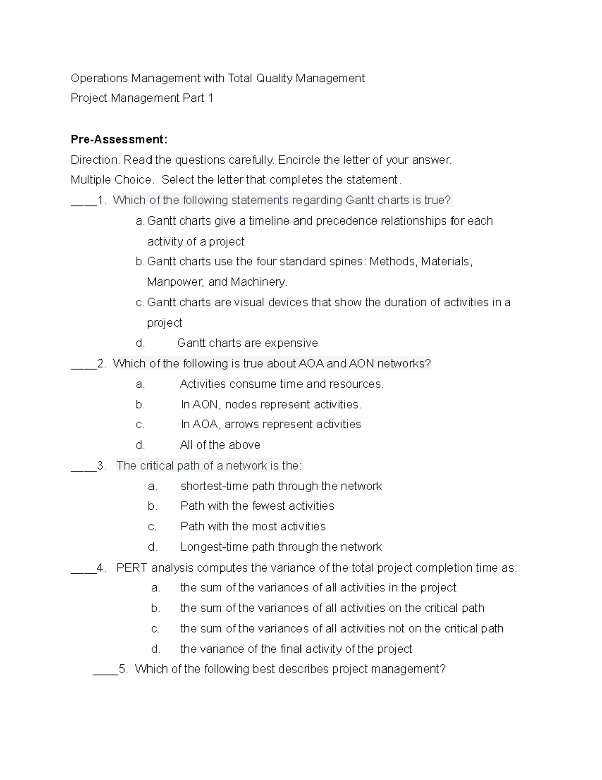OP Module 3 - Operations Management - Operations Management with Total ...