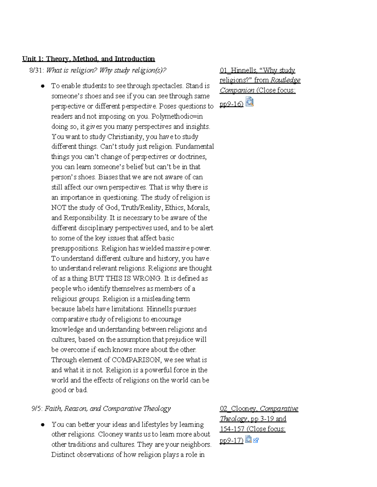 Theo-2 - lecture reading notes - Unit 1: Theory, Method, and ...
