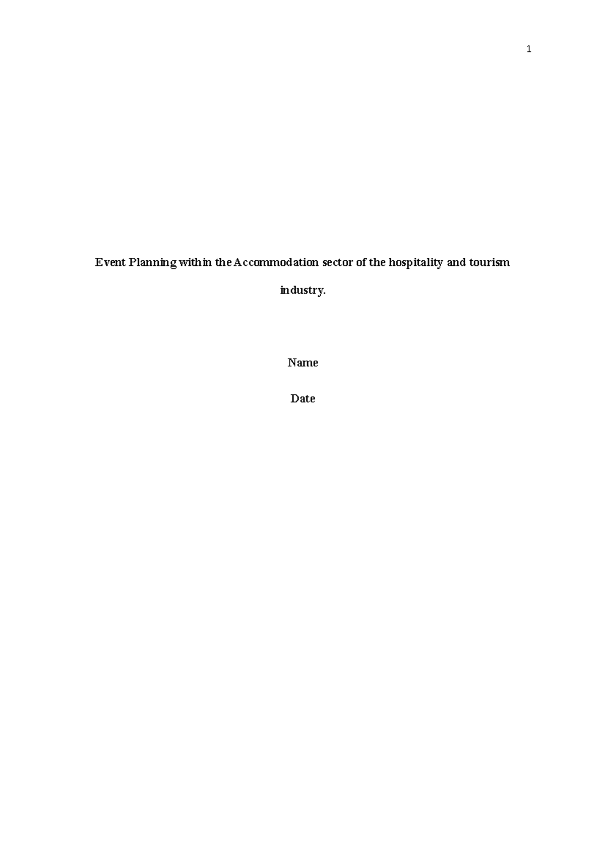 Hospitality AND Tourism - Event Planning within the Accommodation ...