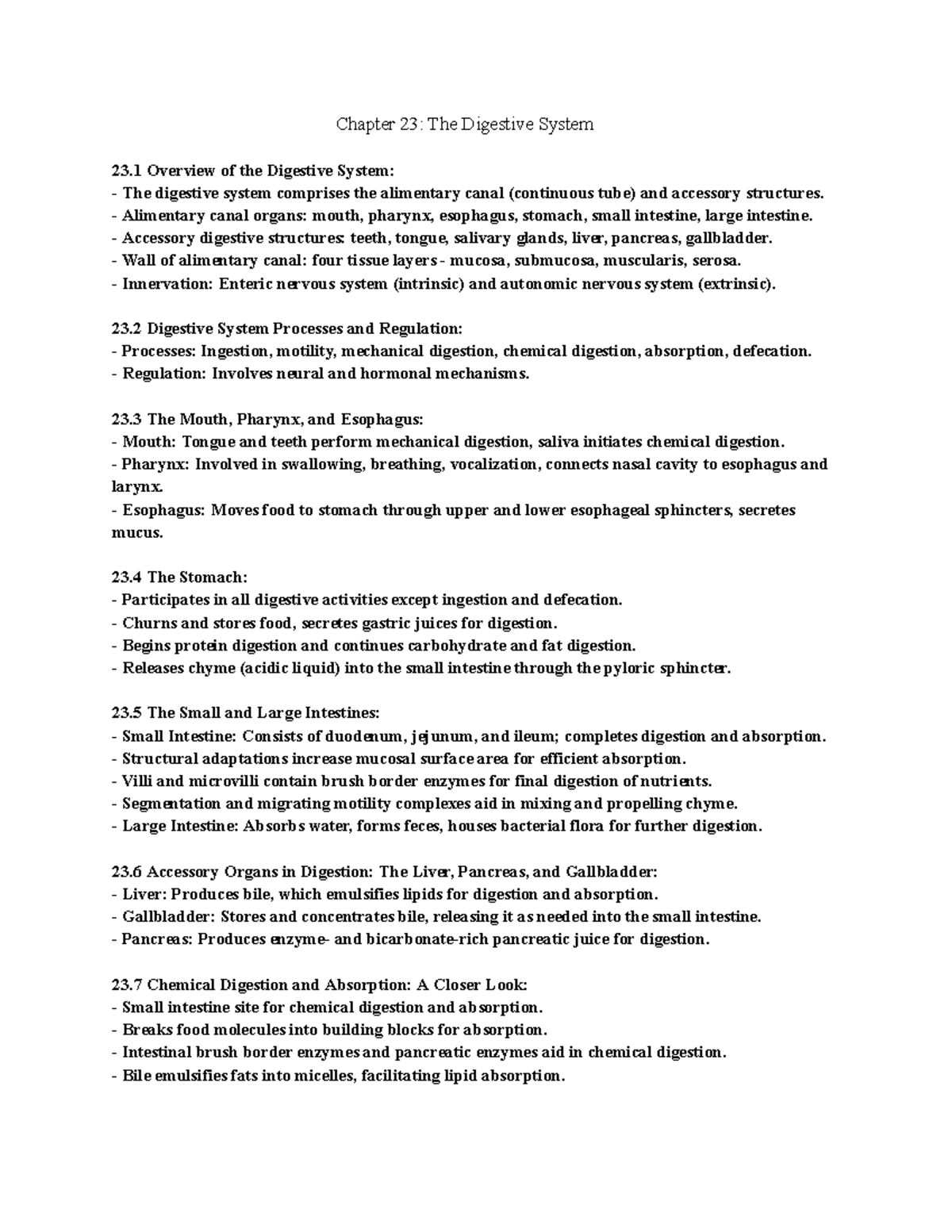 Chapter 23- The Digestive System - Alimentary canal organs: mouth ...