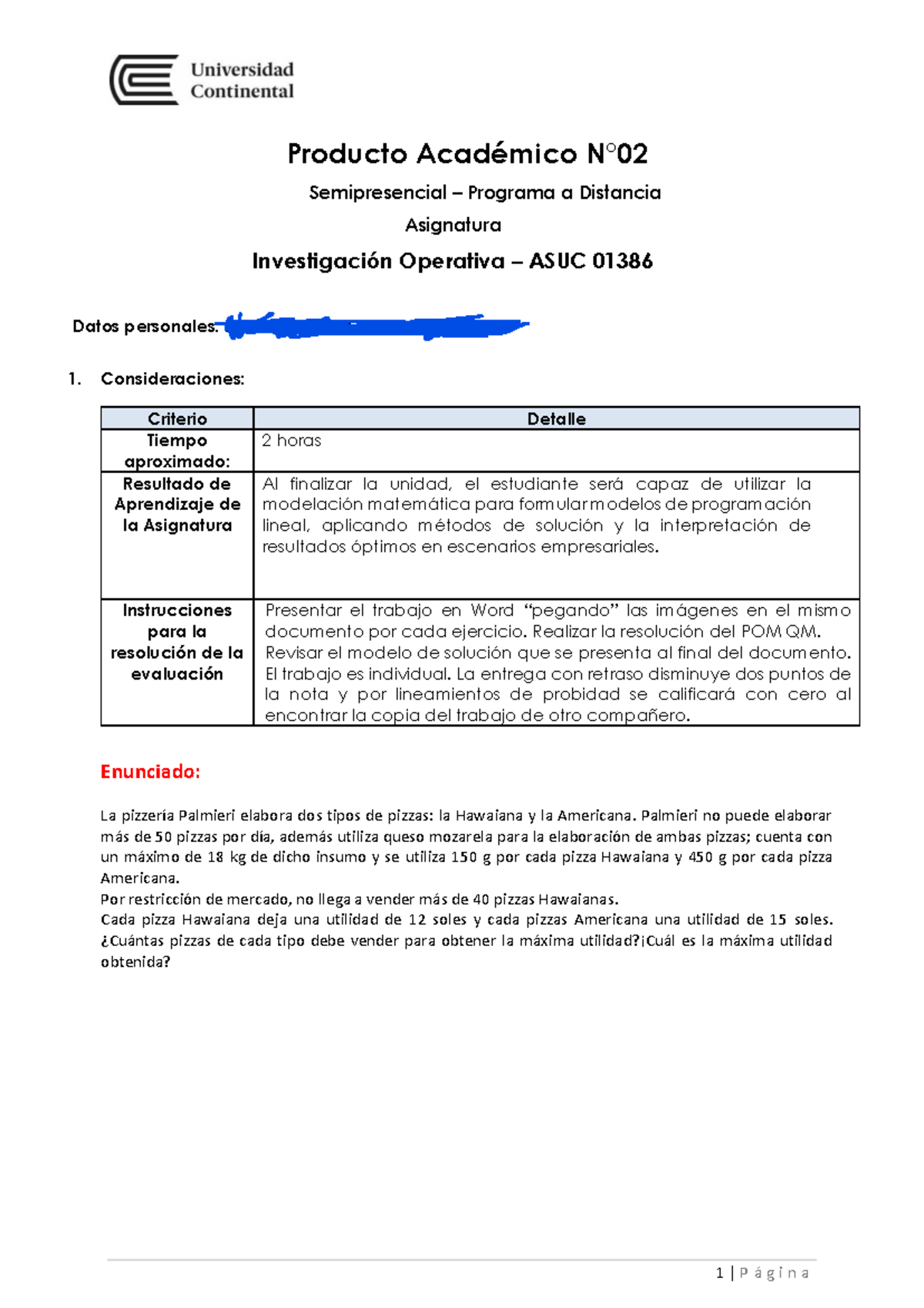 PA 02 2023 20 A - uso solo para repaso - Producto Académico N° Semipresencial – Programa a ...
